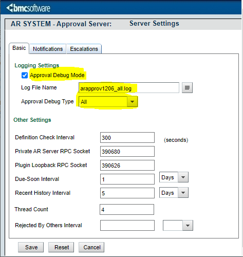 How to enable Approval log and set the logging in DEBUG mode - Remedy AR System Server